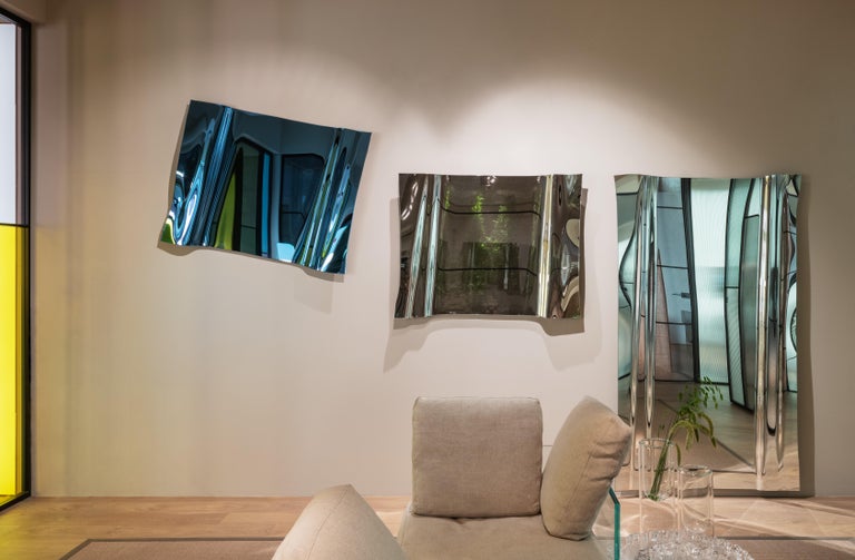 Maestrale Blue Folded Mirror by Piero Lissoni for Glas Italia For Sale ...