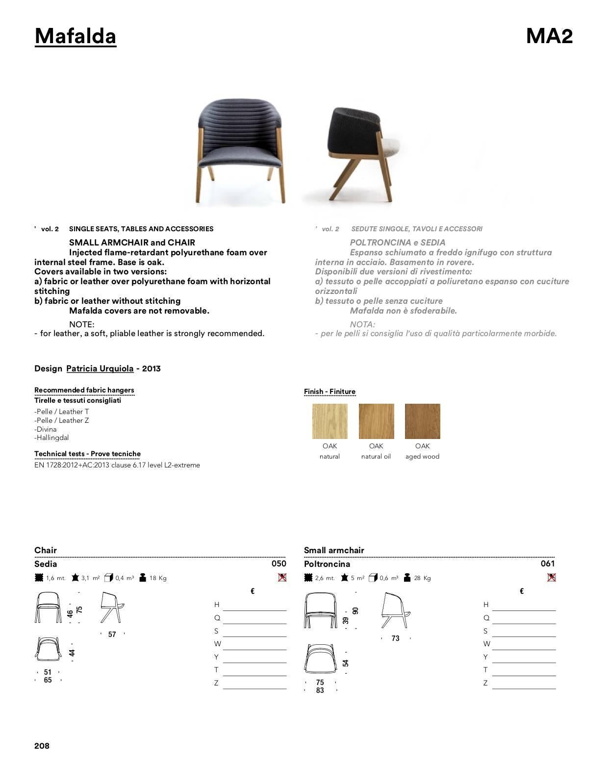 Mafalda Dining Chair, Patricia Urquiola for Moroso in Oak with Leather ...