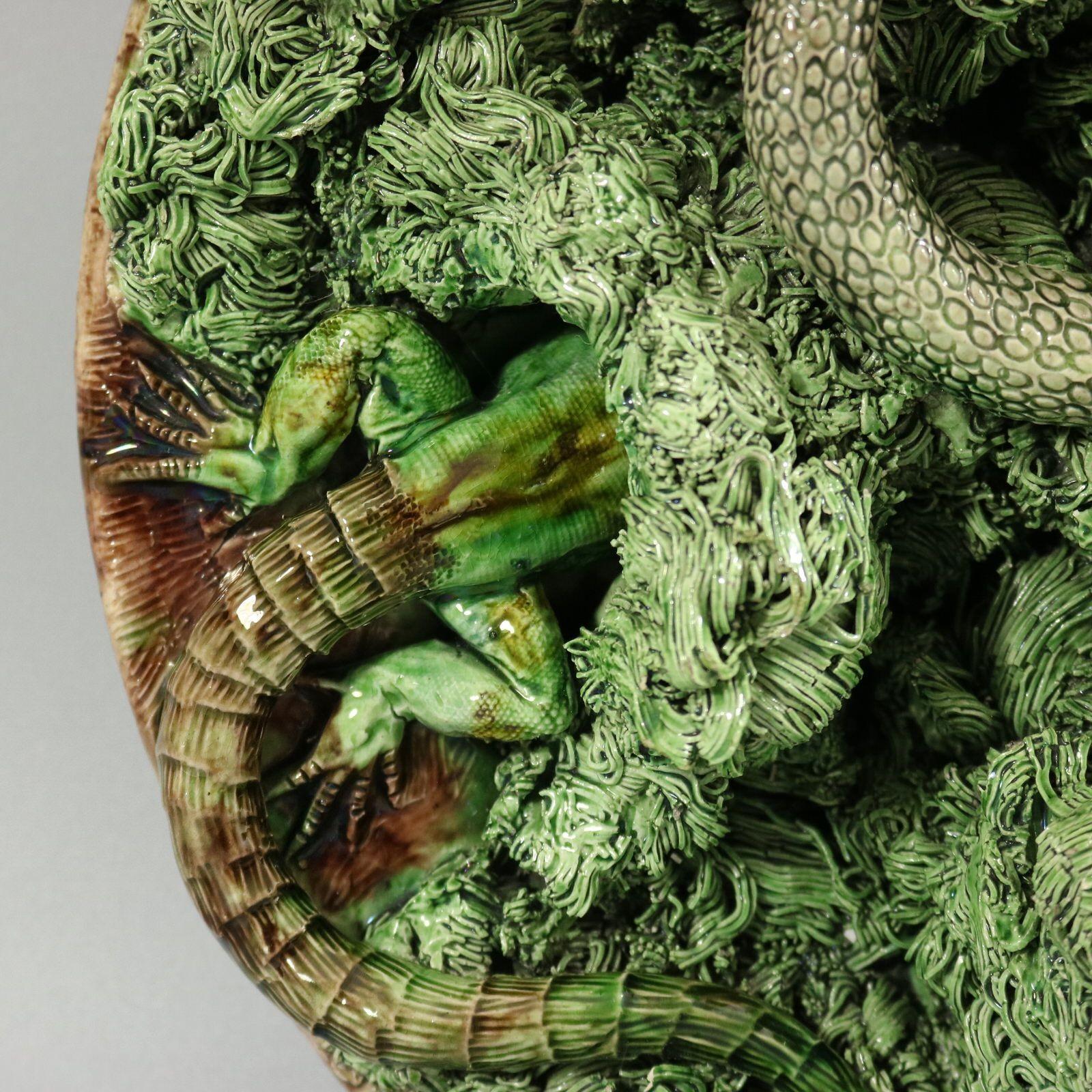 Mafra Palissy Majolica Lizard and Snake Wall Plate For Sale at 1stDibs