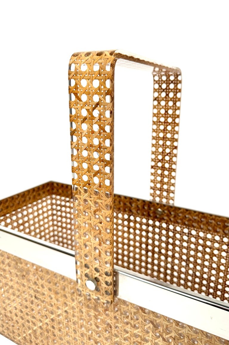 Magazine Rack in Lucite, Rattan and Chrome Christian Dior style, Italy ...