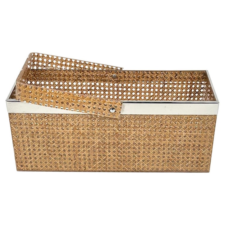 Magazine Rack in Lucite, Rattan and Chrome Christian Dior style, Italy ...