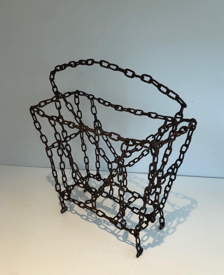 Magazine Rack Made of Iron Chains, French Work For Sale at 1stDibs