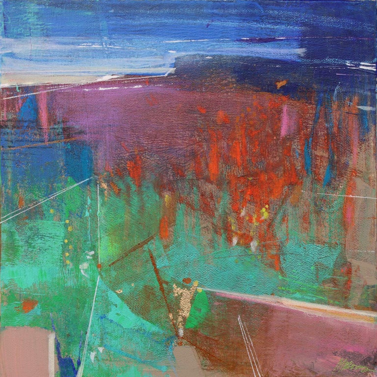 Magdalena Morey - Falling Leaves - pink landscape abstract mixed media ...