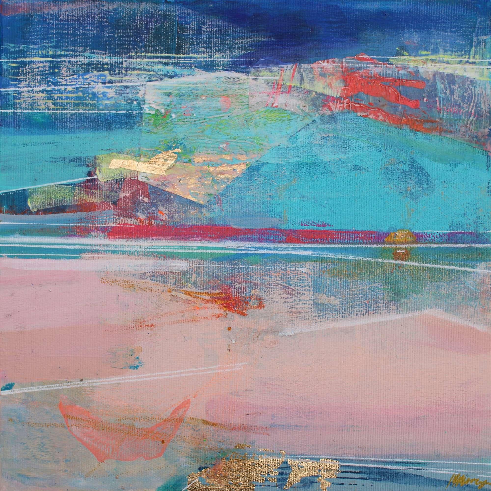 Magdalena Morey - Glowing Skies II - pink landscape abstract mixed ...
