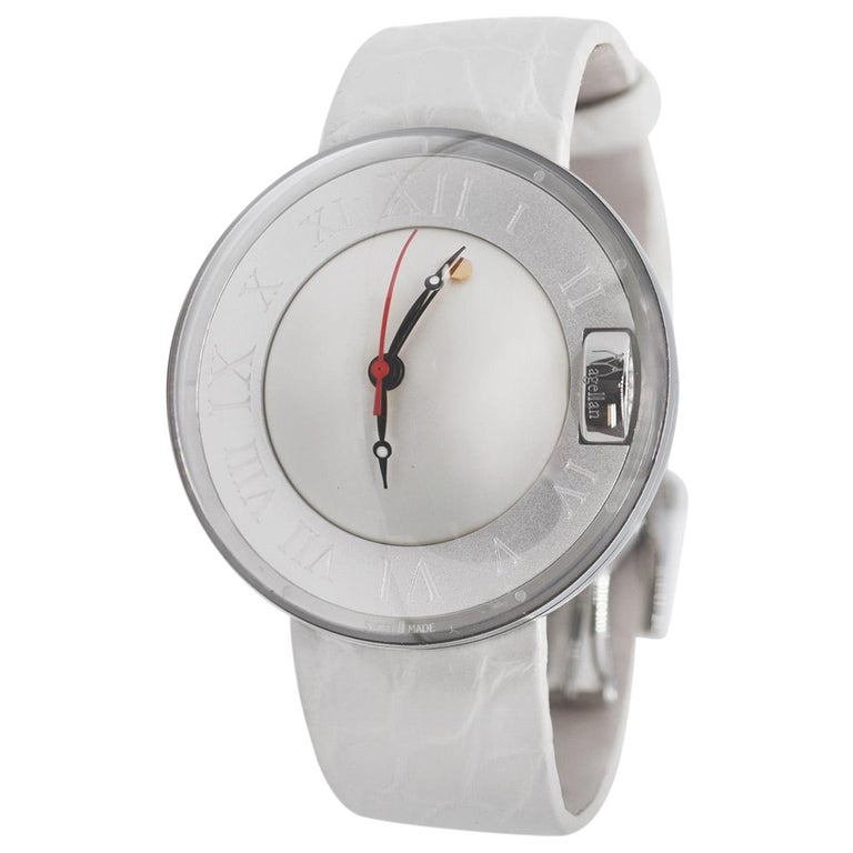 Magellan Pearl Time Watch in Polished 316L Steel, Engraved and Screwed ...