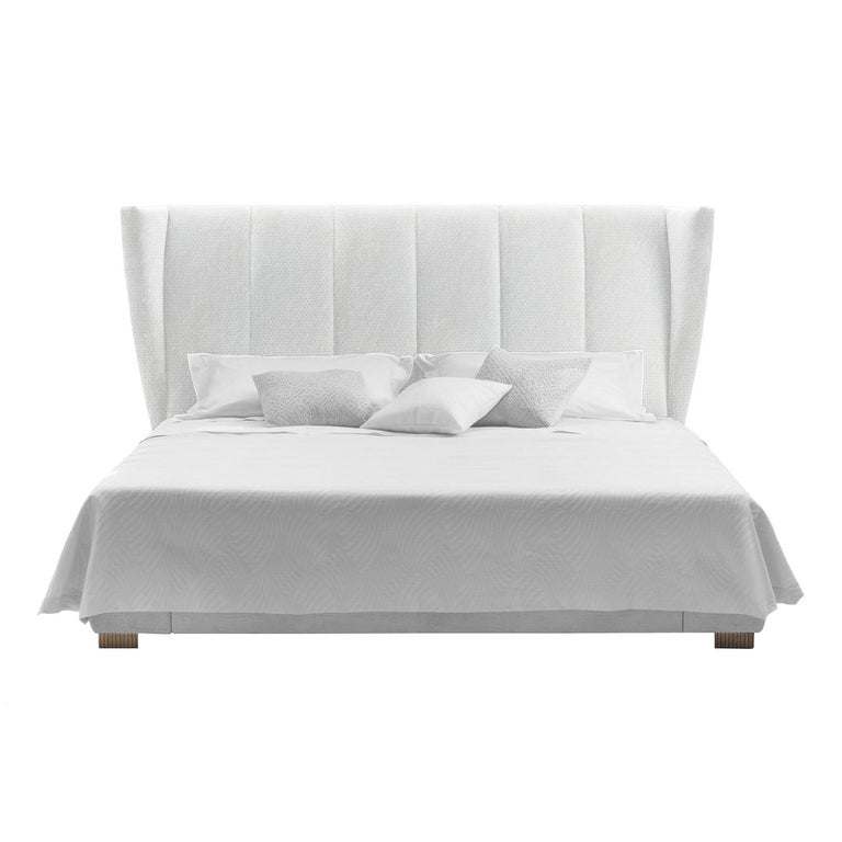 In stock in Los Angeles, White Velvet Magenta Bed, Designed by Luca ...