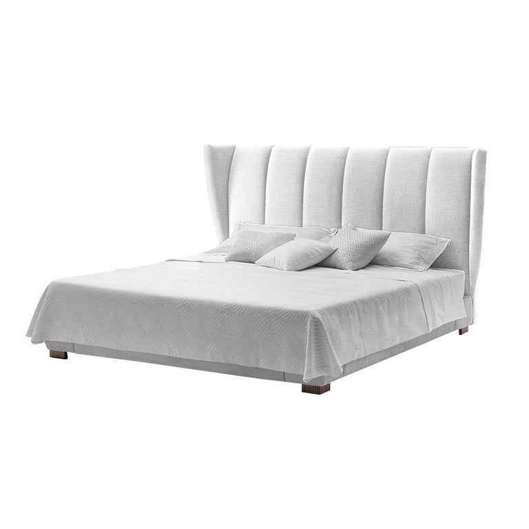 In stock in Los Angeles, White Velvet Magenta Bed, Designed by Luca ...