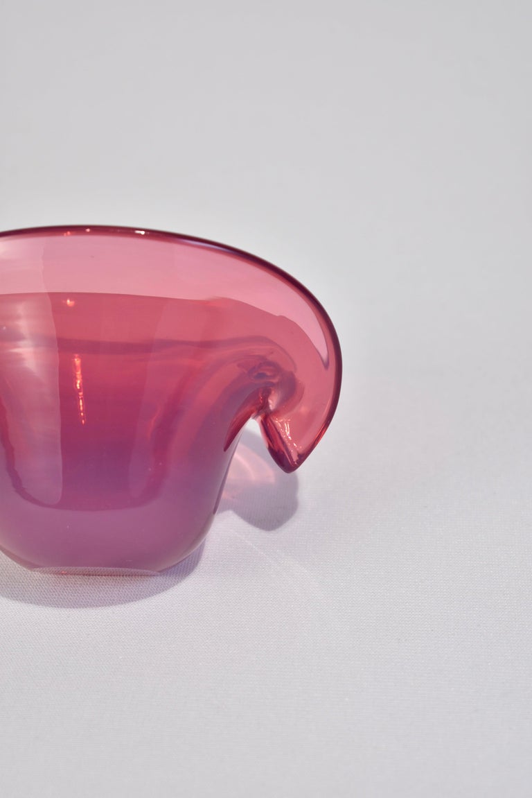 Magenta Glass Clam Vase at 1stDibs