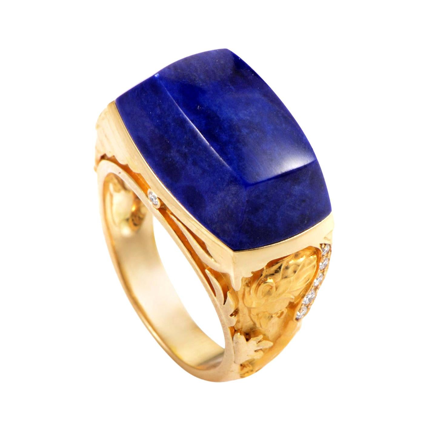Magerit Babylon 18 Karat Gold Diamond and Lapis Lazuli Cocktail Ring ...