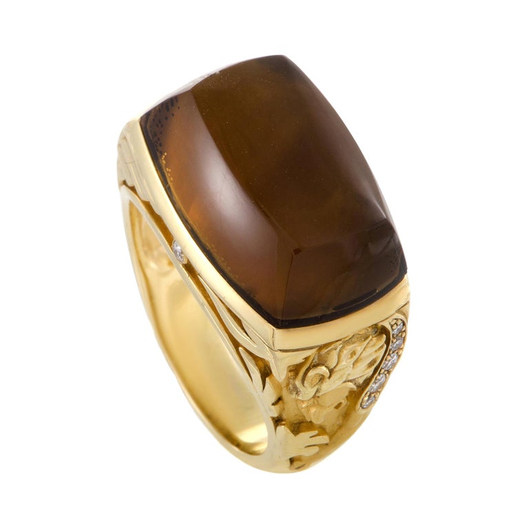 Magerit Babylon Caramelo 18 Karat Gold Diamond and Smoky Quartz ...