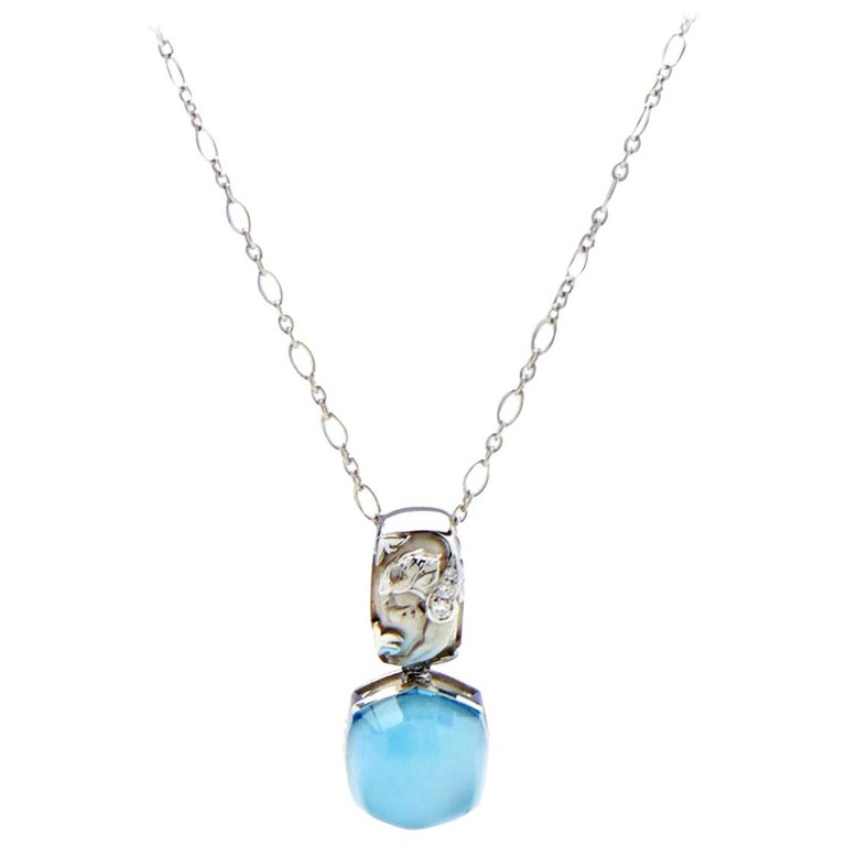 Magerit Babylon Caramelo Mini 18 Karat Gold Diamond and Topaz Pendant ...