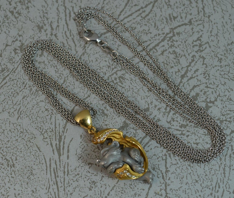 Magerit Dreams 18 Carat Gold and Diamond Bear Pendant and Chain at 1stDibs
