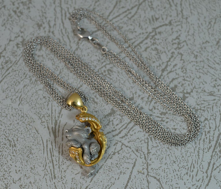 Magerit Dreams 18 Carat Gold and Diamond Bear Pendant and Chain at 1stDibs