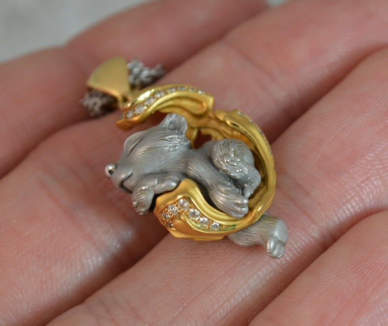 Magerit Dreams 18 Carat Gold and Diamond Bear Pendant and Chain at 1stDibs