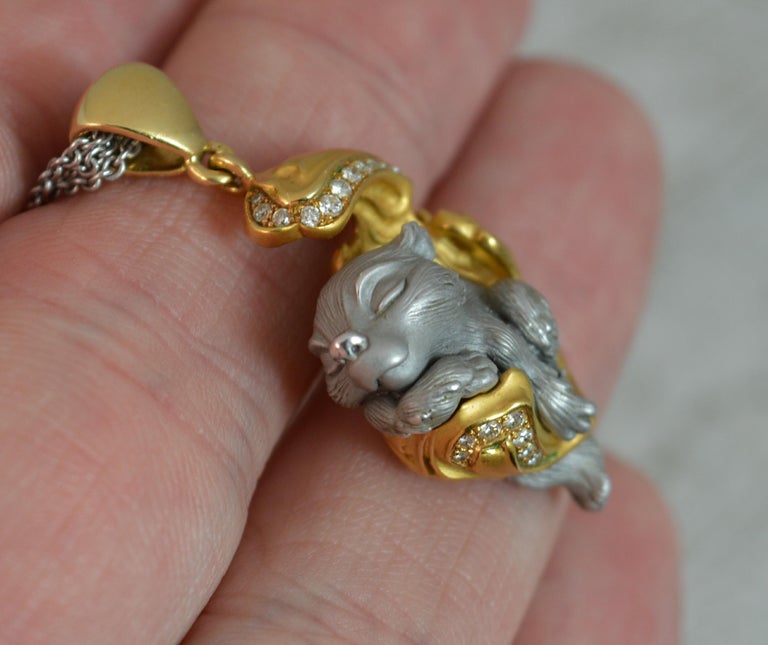 Magerit Dreams 18 Carat Gold and Diamond Bear Pendant and Chain at 1stDibs