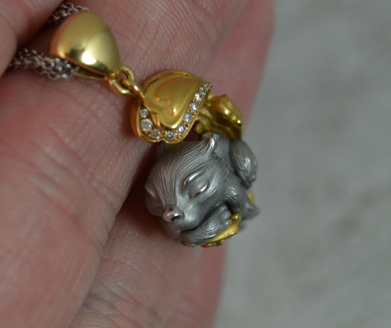 Magerit Dreams 18 Carat Gold and Diamond Bear Pendant and Chain at 1stDibs