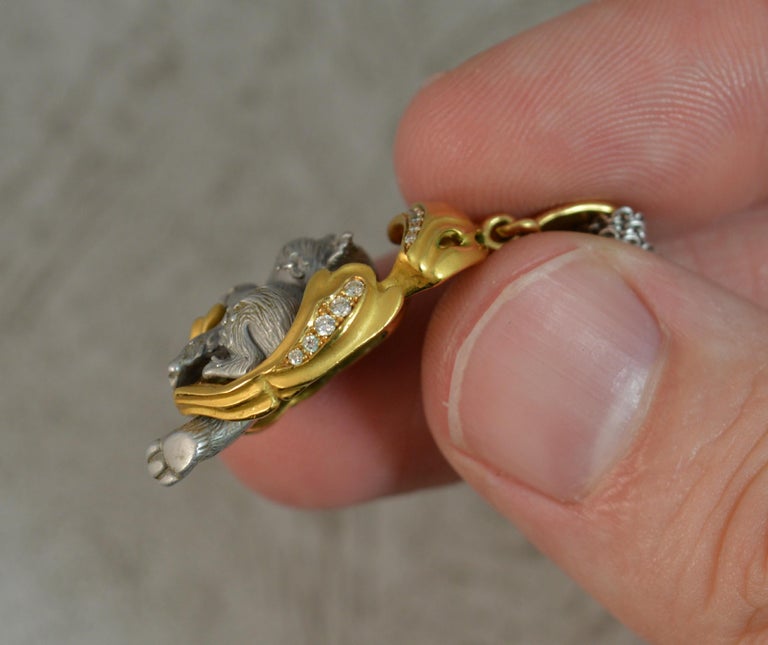 Magerit Dreams 18 Carat Gold and Diamond Bear Pendant and Chain at 1stDibs