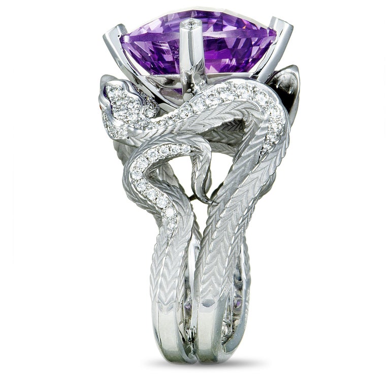 Magerit Mythology Snake Rombo White Gold Diamond, Red Sapphire and ...