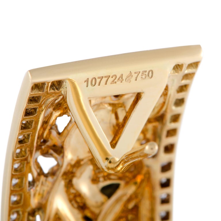 Magerit Puma 18 Karat Yellow Gold Diamond Omega Back Earrings at 1stDibs