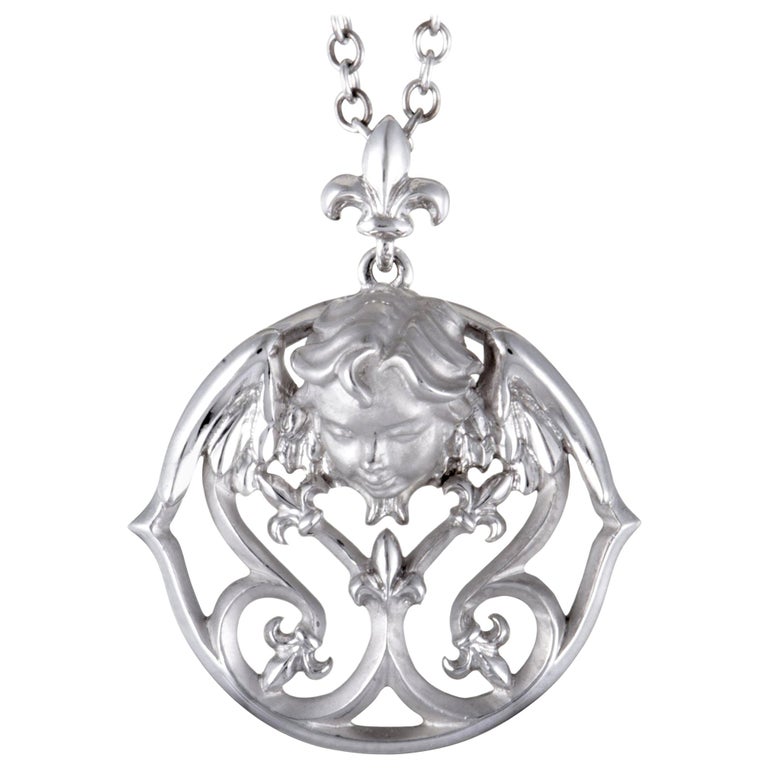 Magerit Versailles Angelito 18 Karat White Gold Round Pendant Necklace ...