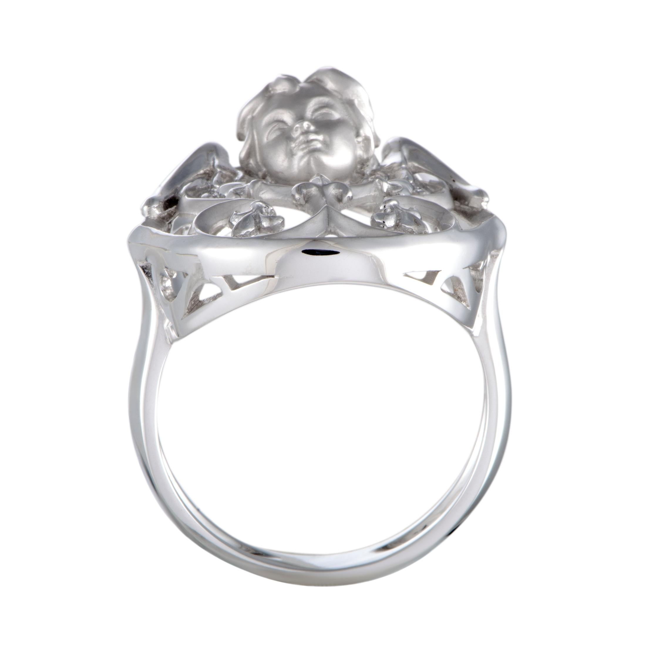 Magerit Versailles Angelito 18 Karat White Gold Round Ring at 1stDibs