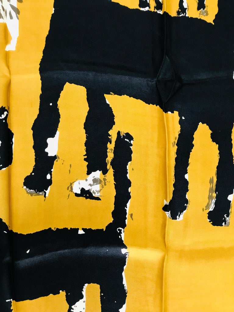 Maggy Rouff The Cats of Paris Silk Scarf in Gold and Black 1960s Art to ...