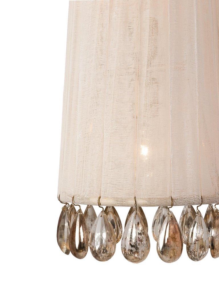 Magic Contemporary Hanging Lamp, Black Hand Painted Gauze, Silvered ...