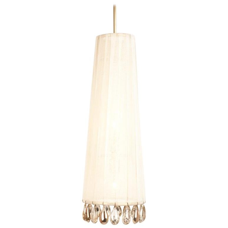 Magic Contemporary Hanging Lamp, ivory Hand-Painted Gauze, Silvered ...