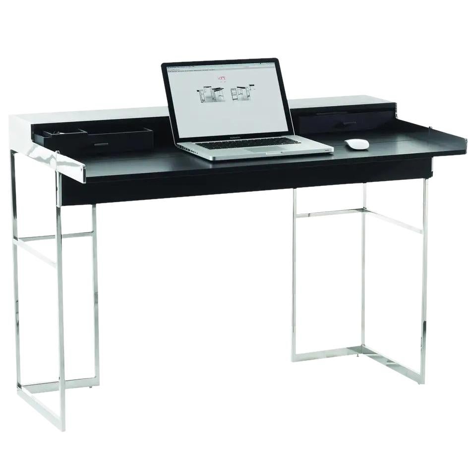 Magic Desk in Black Leather and Polished Steel by André Schelbach at ...