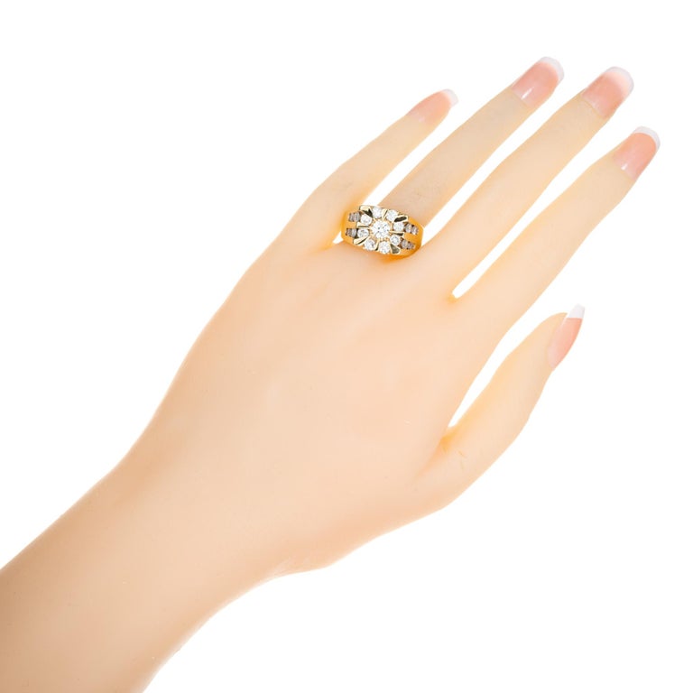 Magic Glo 1.56 Carat Diamond Halo Yellow Gold Men's Ring For Sale at ...