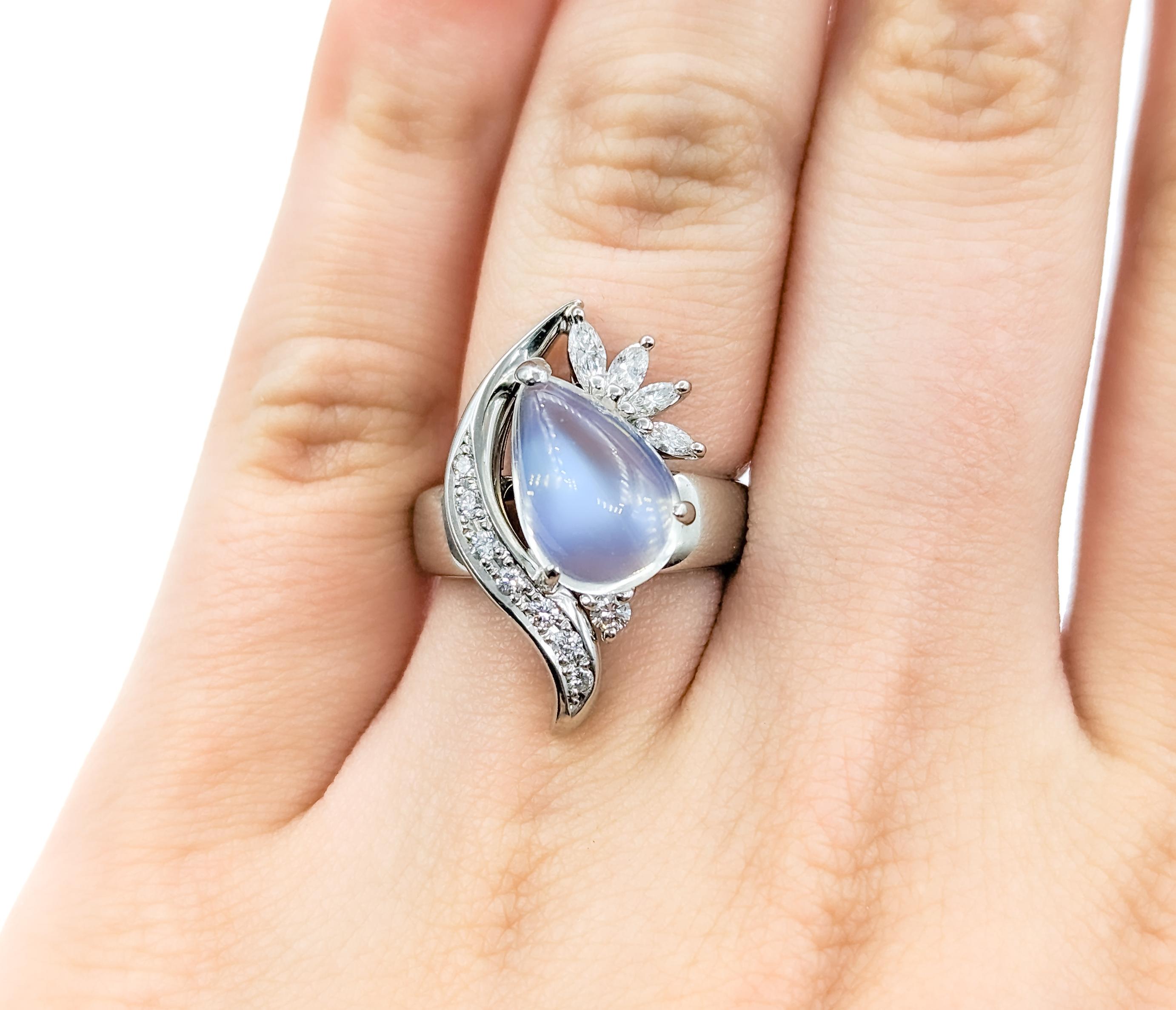 Magical Cabochon Moonstone and Diamond Cocktail Ring in Platinum For ...