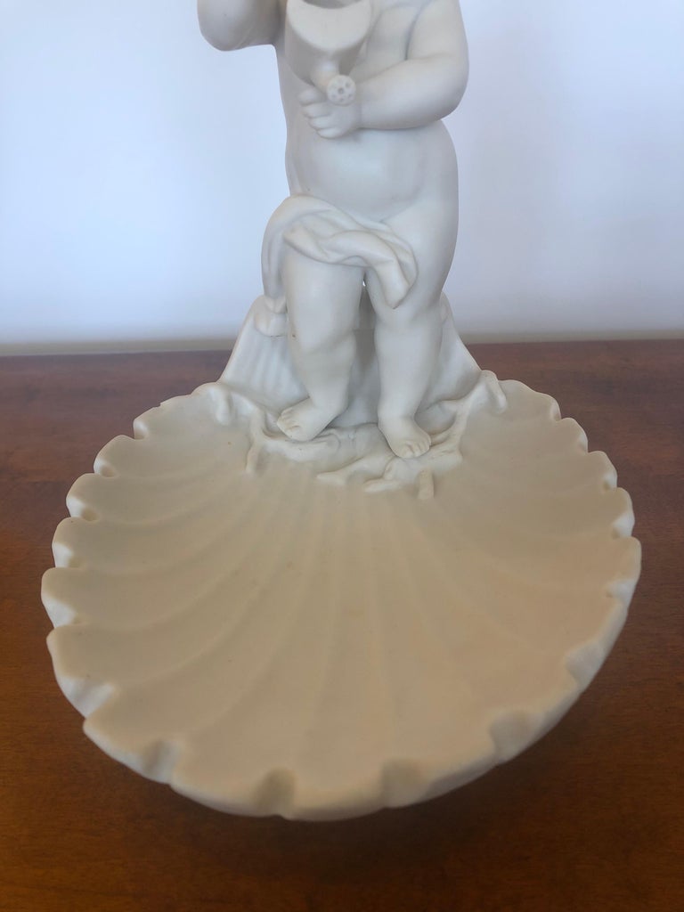 Magical Parian Porcelain Shell Motif Dish with Sculptural Putti For ...