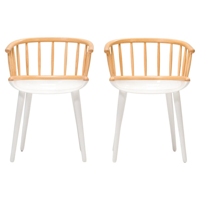 Magis White and Natural Ash Cyborg Stick Dining Chairs, Set of 2 For ...