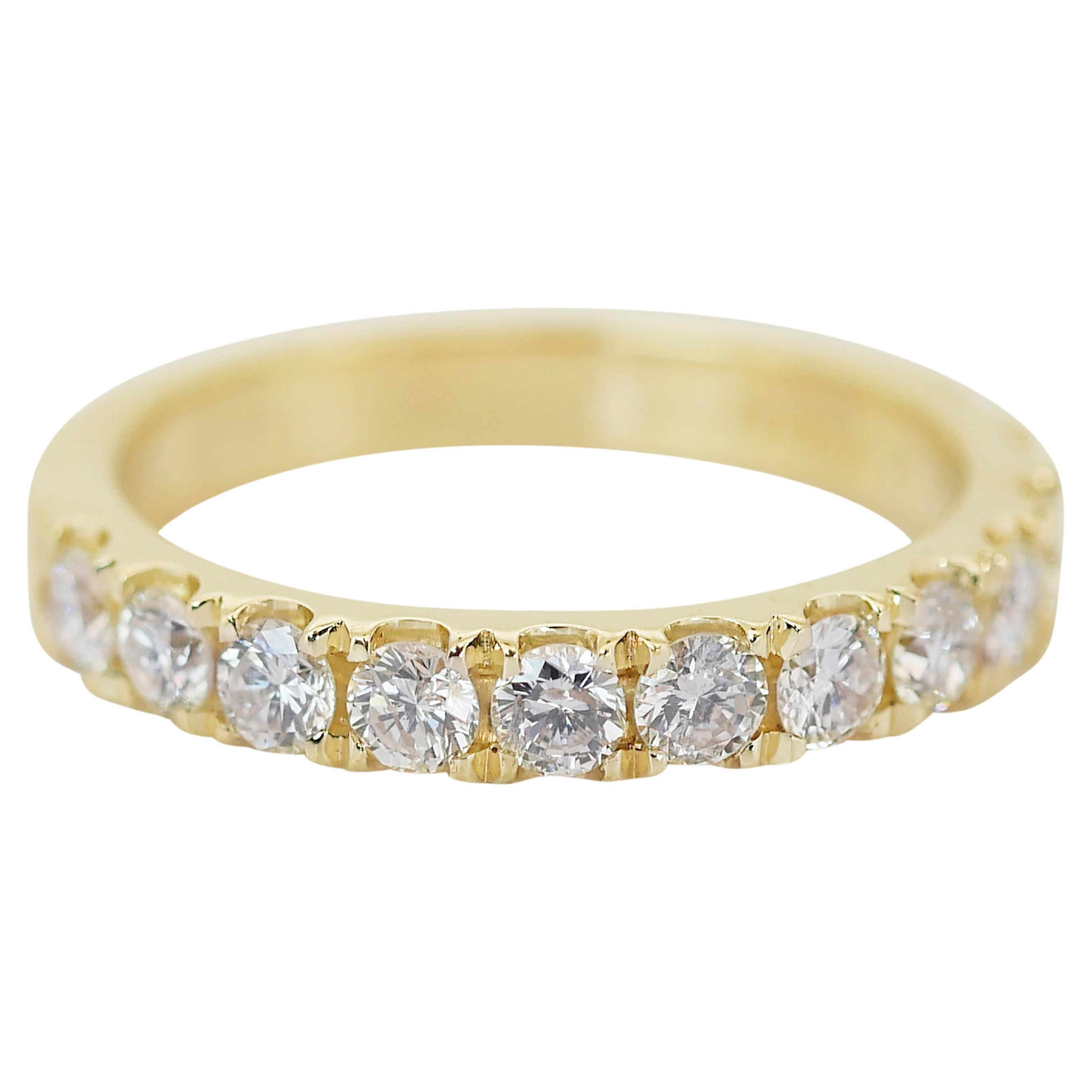 Exquisite 1.03ct Diamonds Half Eternity Ring in 14k Yellow Gold - IGI ...