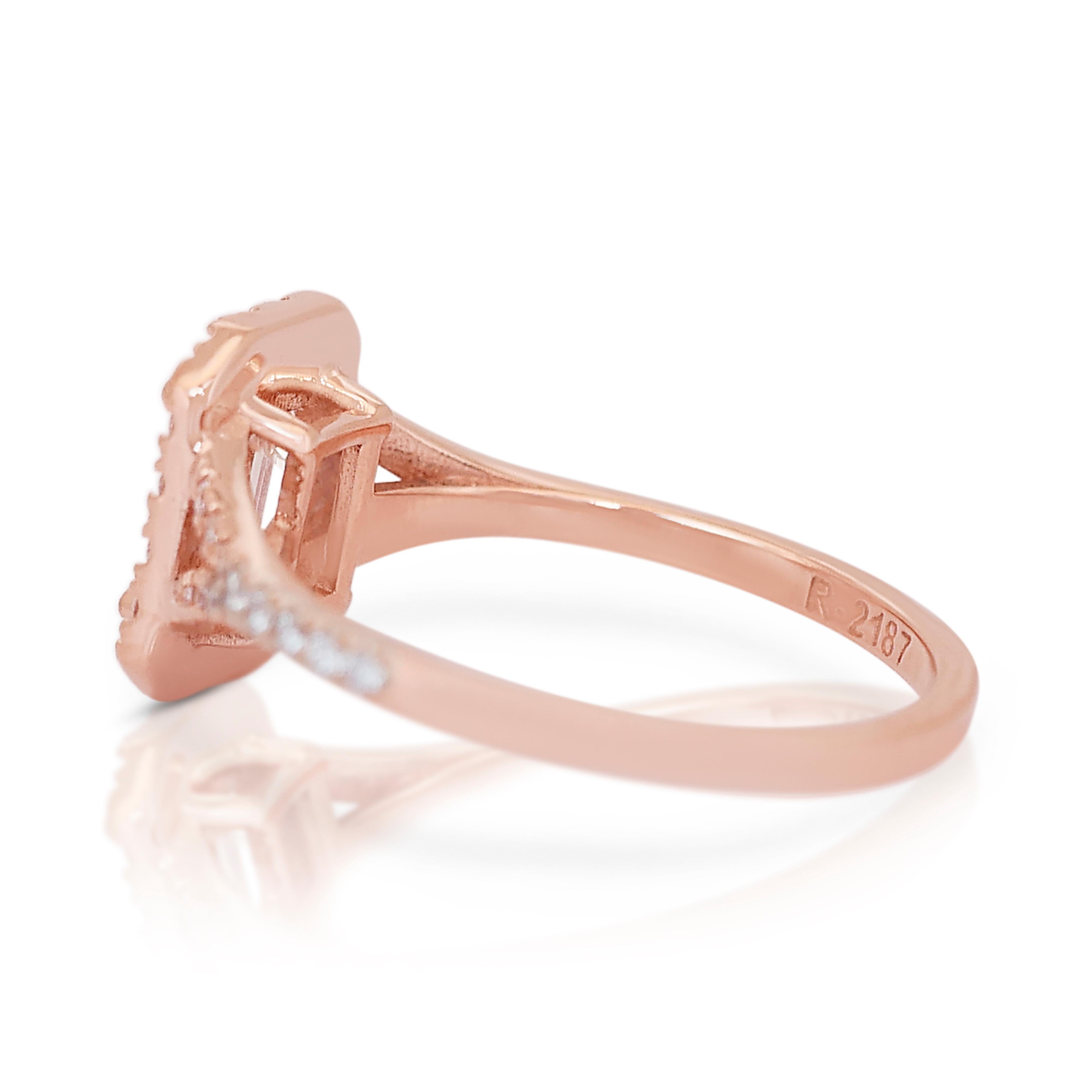 Magnificent 1.33ct Diamonds Halo Ring in 18k Rose Gold - GIA Certified For Sale at 1stDibs