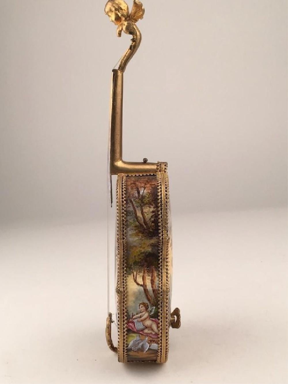 Magnificent 19th C. Austrian Enameled Volin Music Box For Sale at 1stDibs