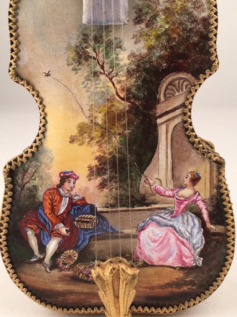 Magnificent 19th C. Austrian Enameled Volin Music Box For Sale at 1stDibs