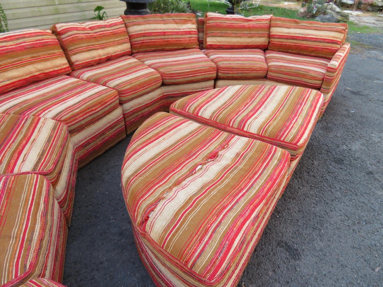 Magnificent 6-Piece Milo Baughman Style Octagon Sofa Sectional ...