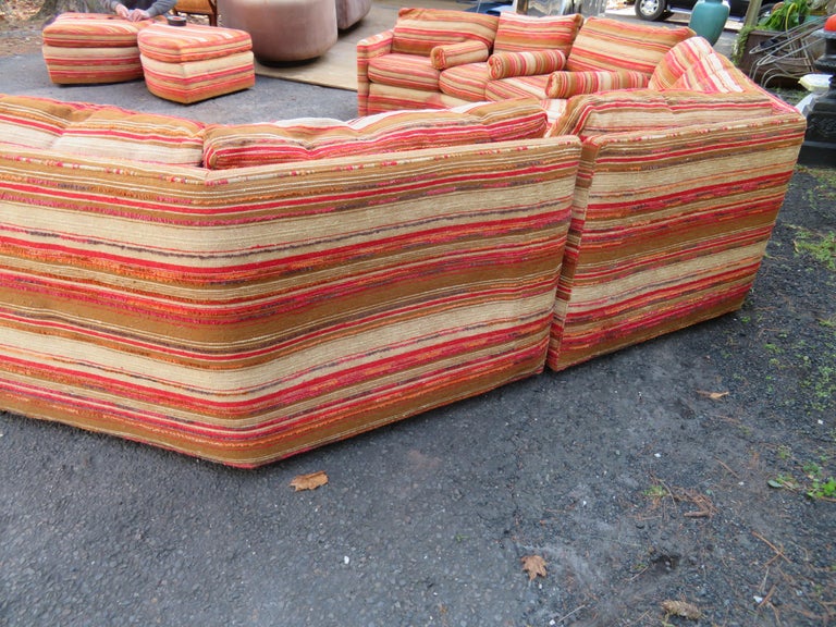 Magnificent 6-Piece Milo Baughman Style Octagon Sofa Sectional ...