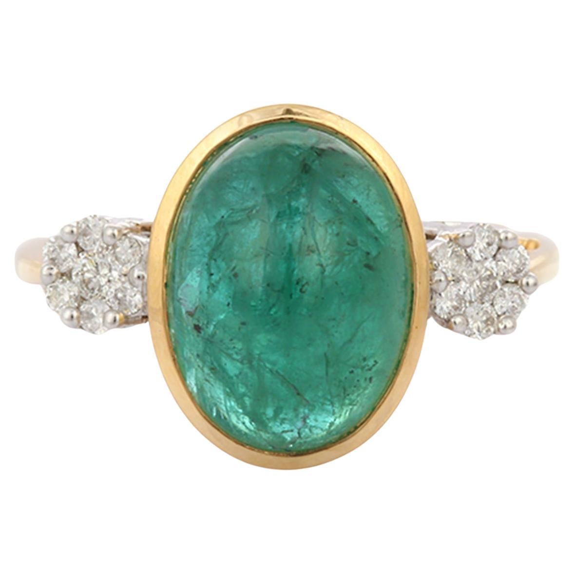 Magnificent Antique Bishops Ring Diamond and Emerald at 1stDibs