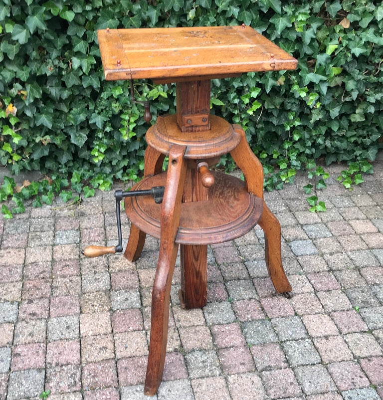 Magnificent and Adjustable Wooden Sculpture or Plant Stand, Column ...