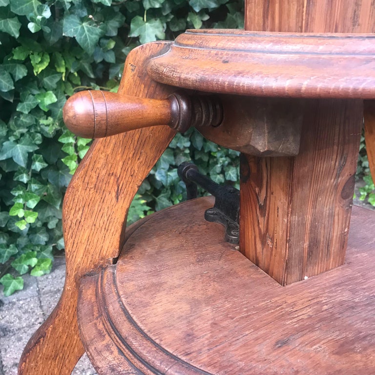 Magnificent and Adjustable Wooden Sculpture or Plant Stand, Column ...