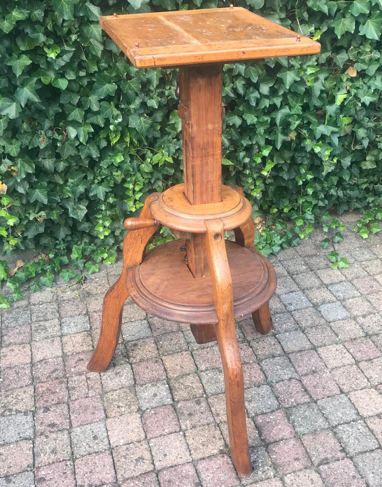 Magnificent and Adjustable Wooden Sculpture or Plant Stand, Column ...