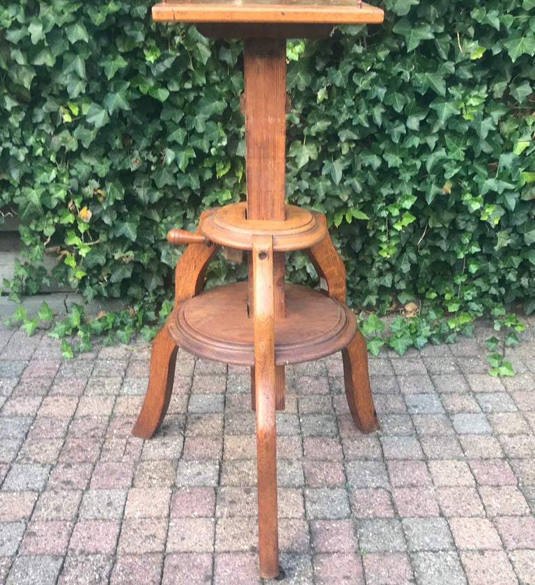 Magnificent and Adjustable Wooden Sculpture or Plant Stand, Column ...