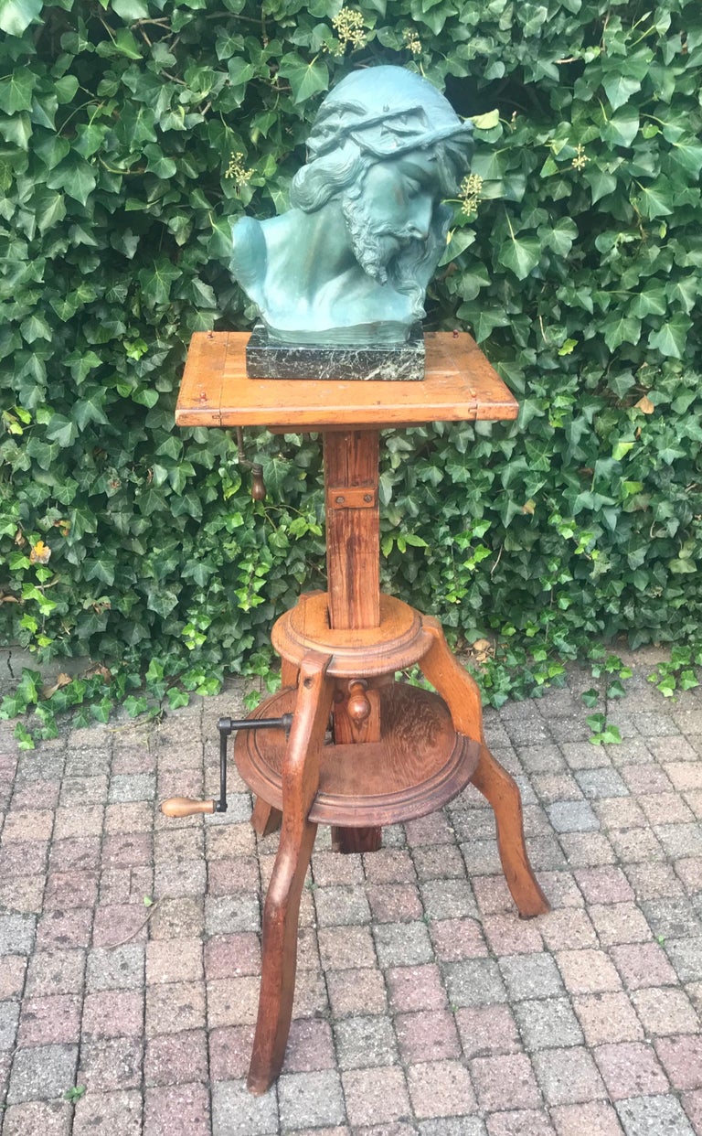 Magnificent and Adjustable Wooden Sculpture or Plant Stand, Column ...