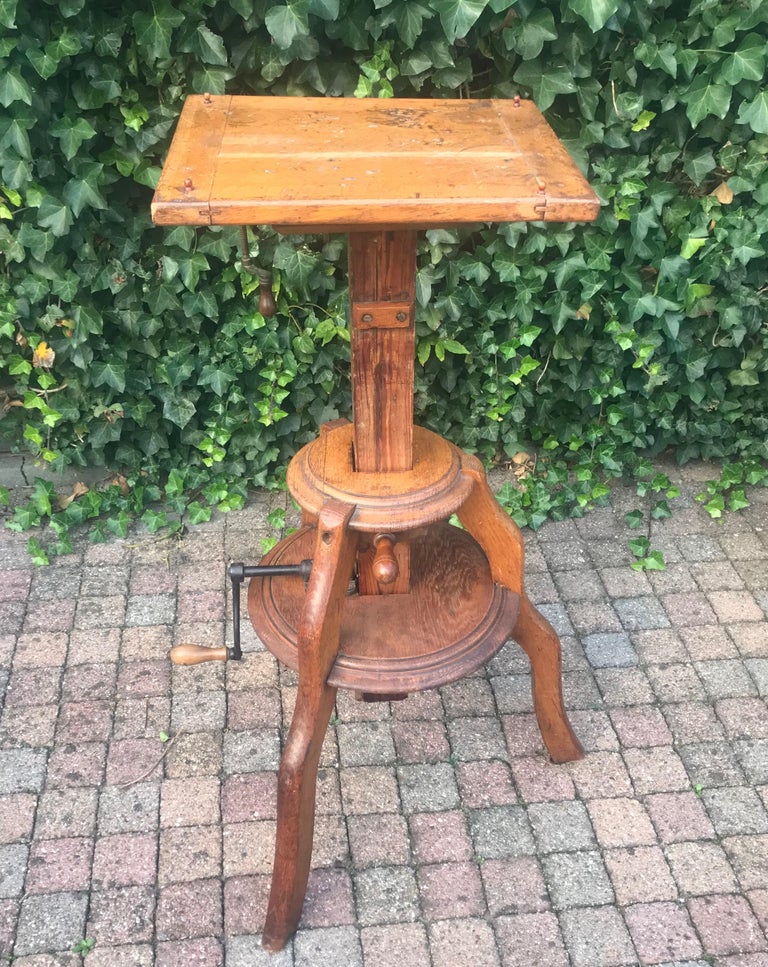 Magnificent and Adjustable Wooden Sculpture or Plant Stand, Column ...