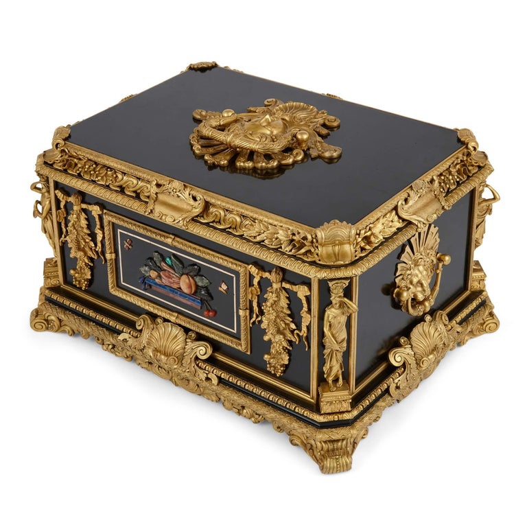 Magnificent and large ormolu and hardstone Regency period ebonized ...