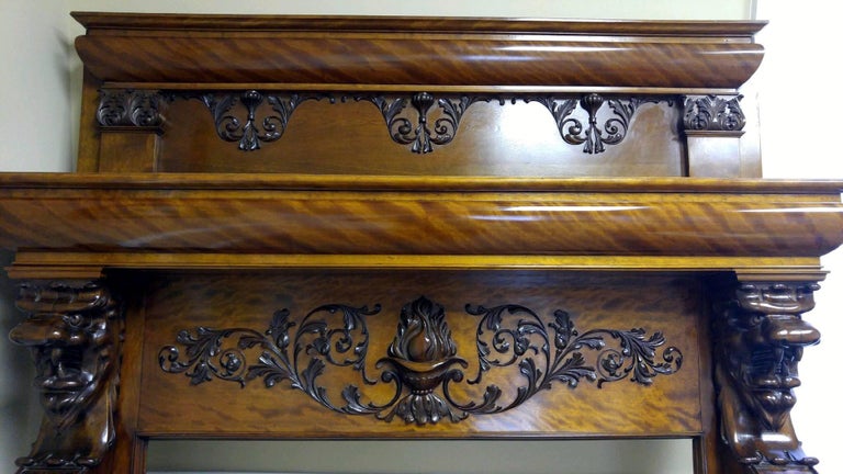 Magnificent Antique Carved Fireplace Mantel For Sale at 1stDibs