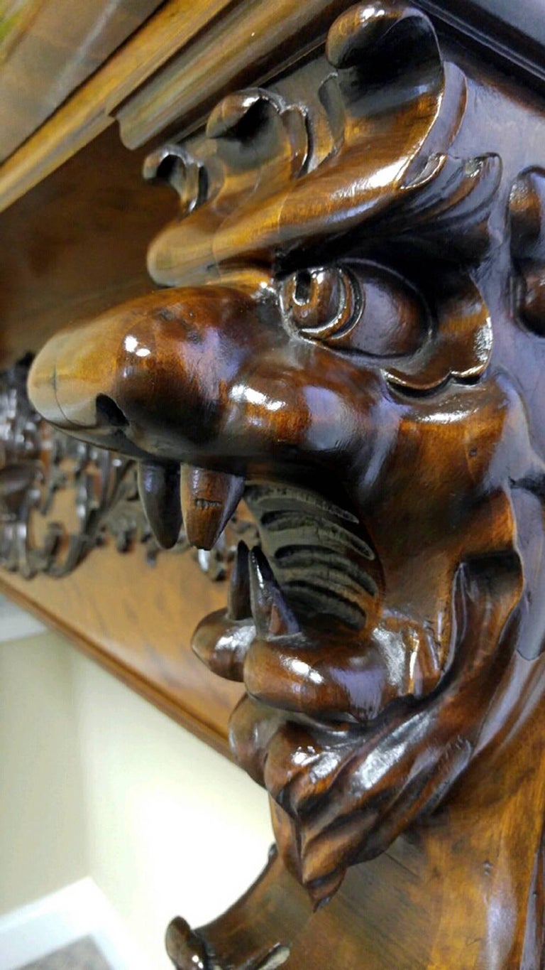 Magnificent Antique Carved Fireplace Mantel For Sale at 1stDibs