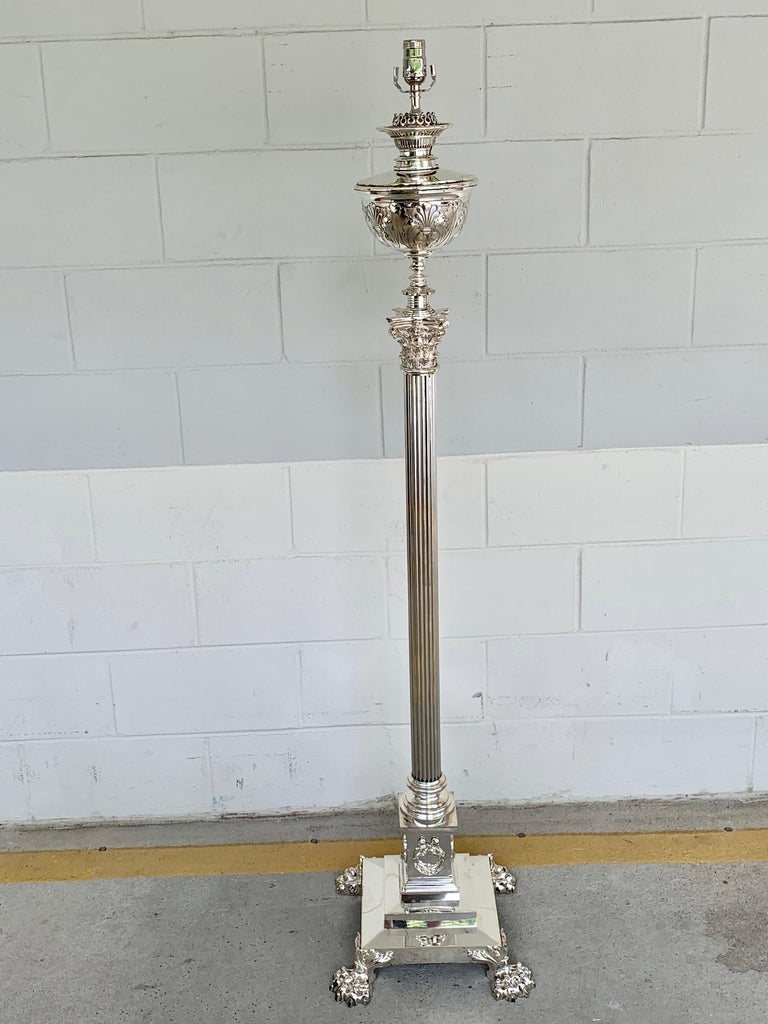 Magnificent Antique English Corinthian Column Silver Plated Floor Lamp ...